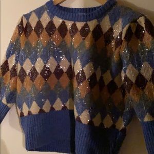 Zara | Sweaters | Zara Diamond Sweater With Sequins | Poshmark